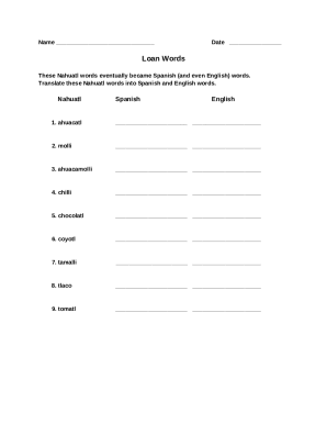 Loan Words Worksheet (adapted from S. Wood).docx Doc Template | pdfFiller
