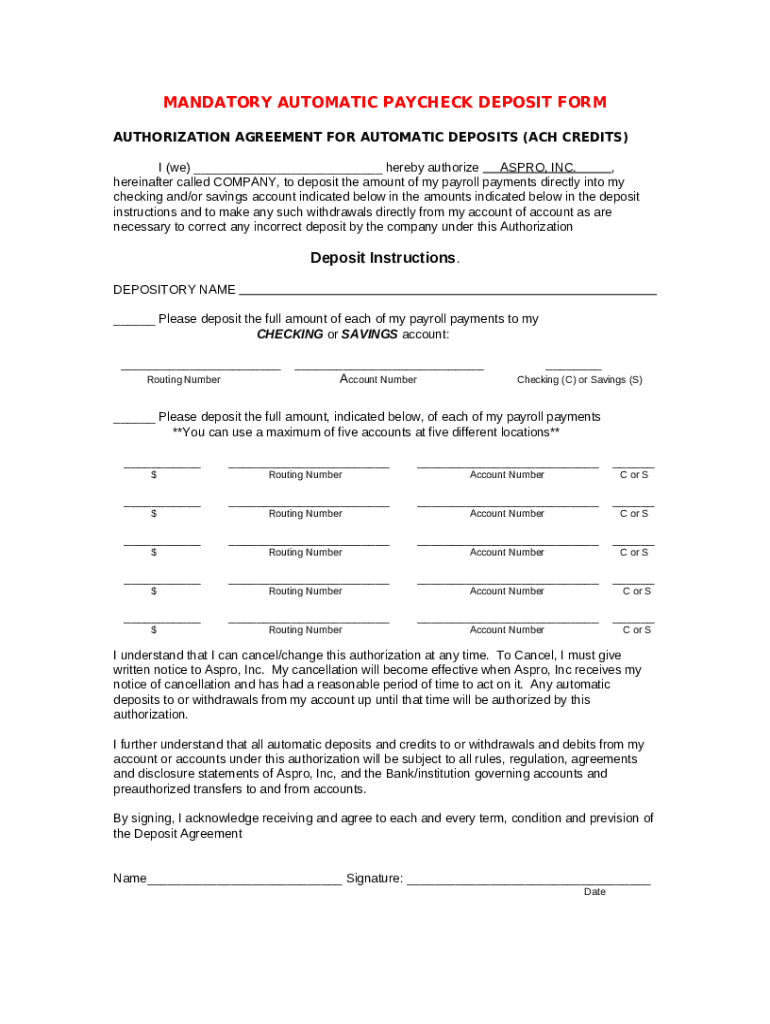 authorization agreement automatic deposits (ach credits) Doc Template | pdfFiller