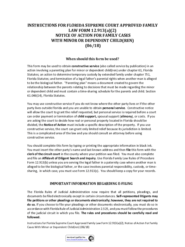 Fillable Online Florida Supreme Court Approved Family Law Form 12.913(c) Fax Email Print - pdfFiller
