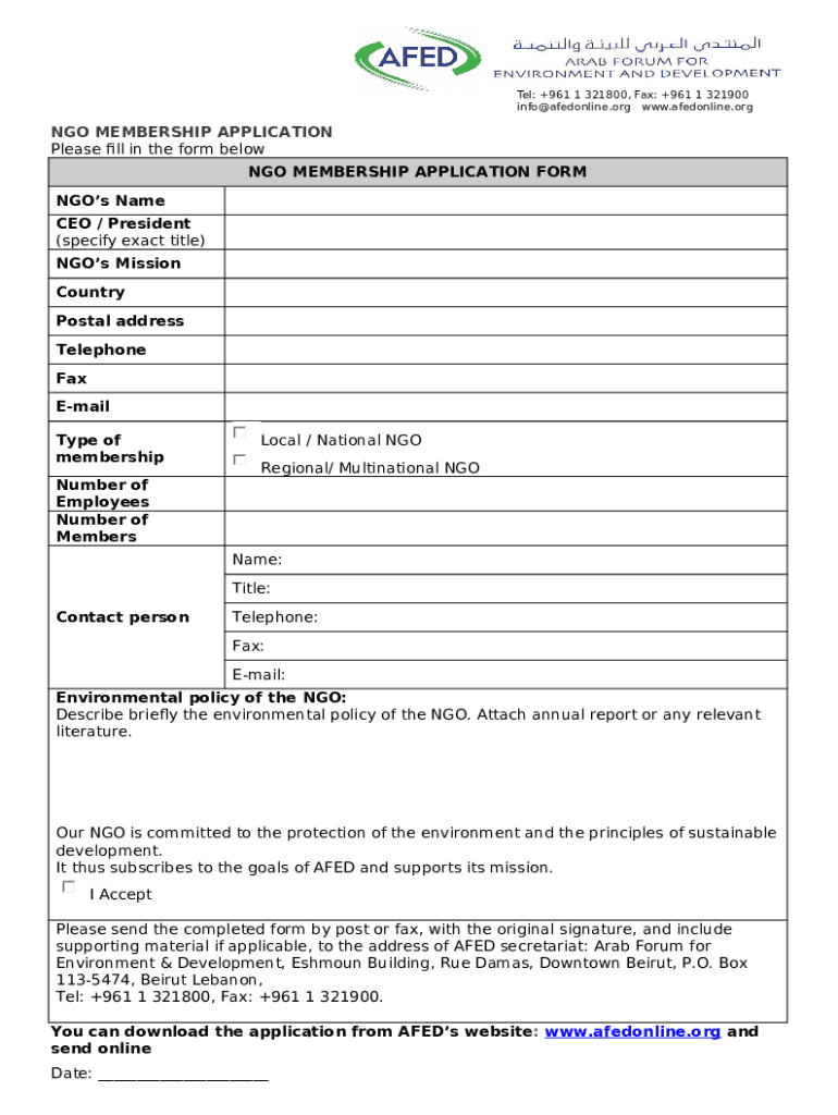 World Association Of Ngos Membership Application Doc Template Pdffiller