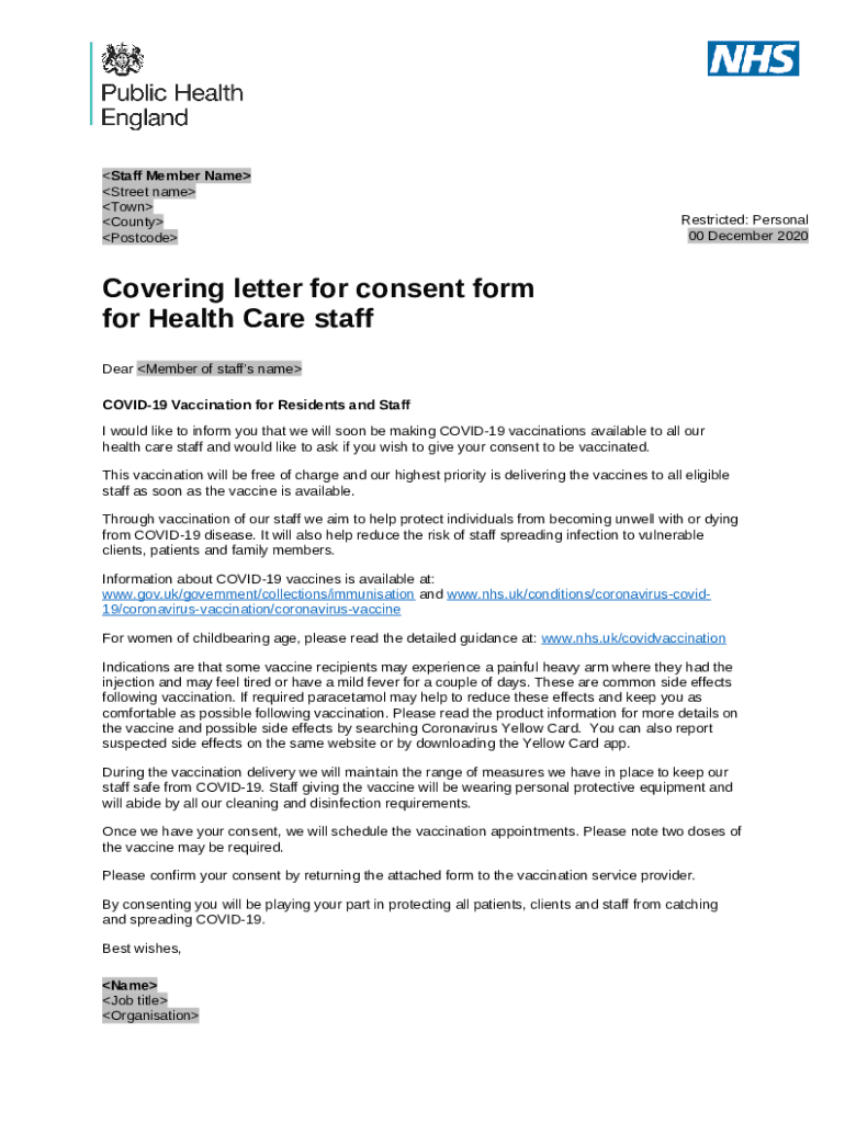 COVID-19 Vaccine Template Letter for Consent - Staff.docx Doc Template | pdfFiller