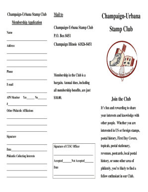 Fillable Online Champaign-Urbana Stamp Club Membership Application Fax ...