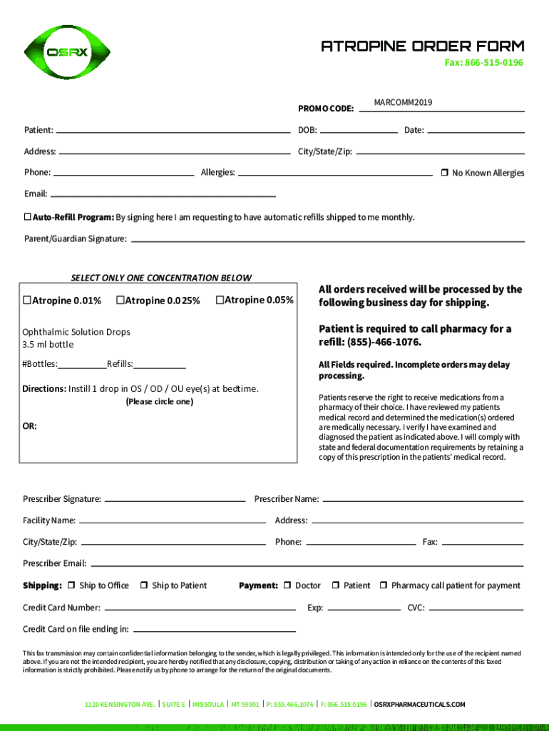 Fillable Online OPHOther Topical Order FormatropineMydriatics 2.18.23 ...