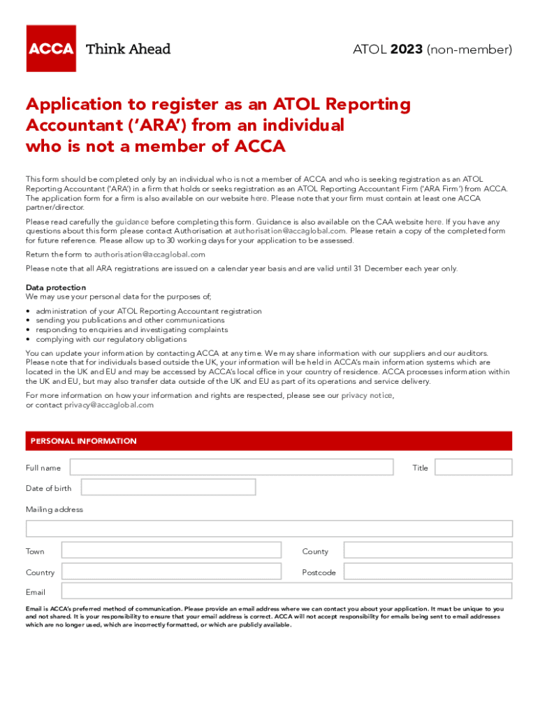 Fillable Online ATOL reporting accountant registration Fax Email Print ...