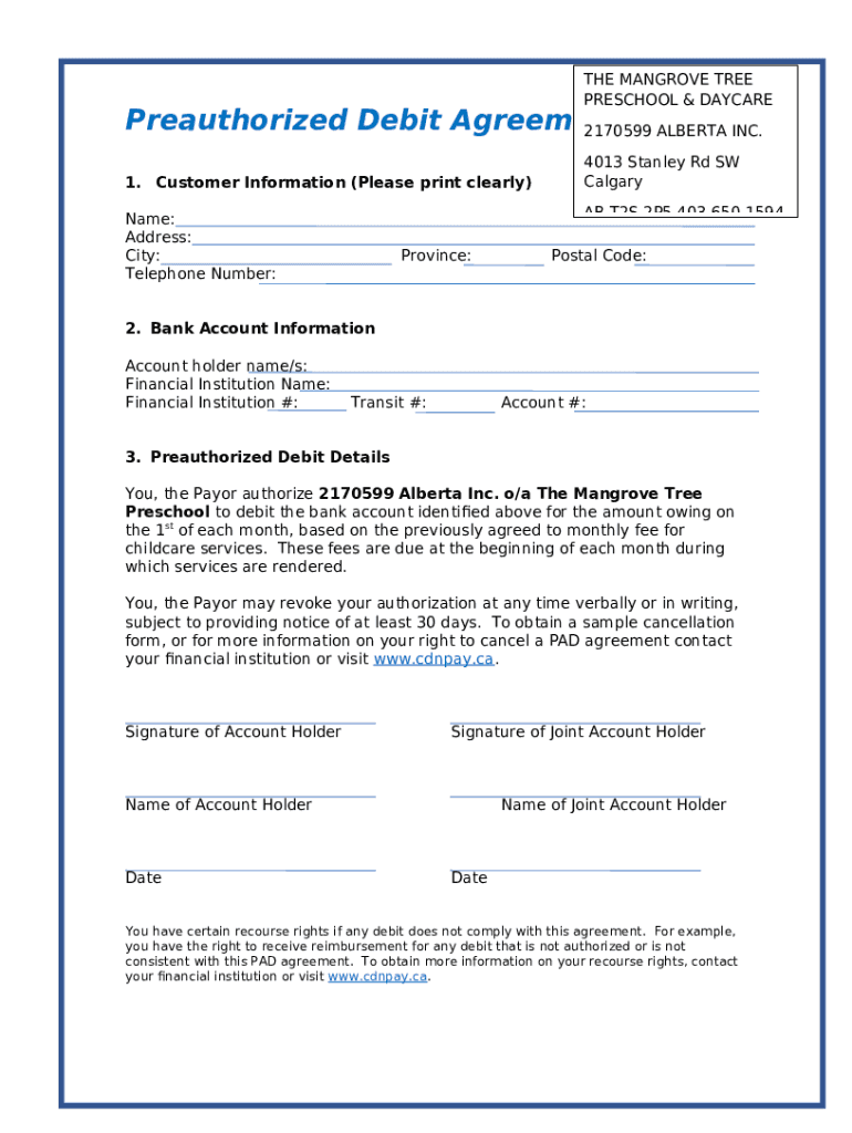 Canada Pre Authorized Debit - Fill Online, Printable, ... Doc Template ...