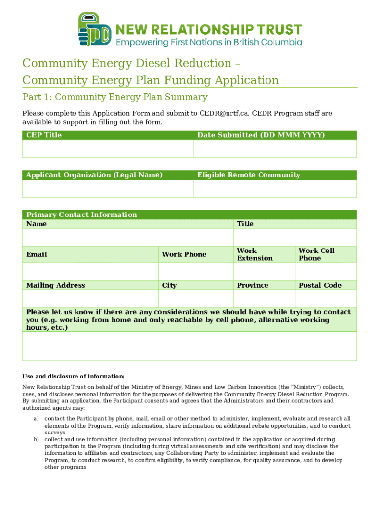 Community Energy Plan Funding Application Doc Template | pdfFiller