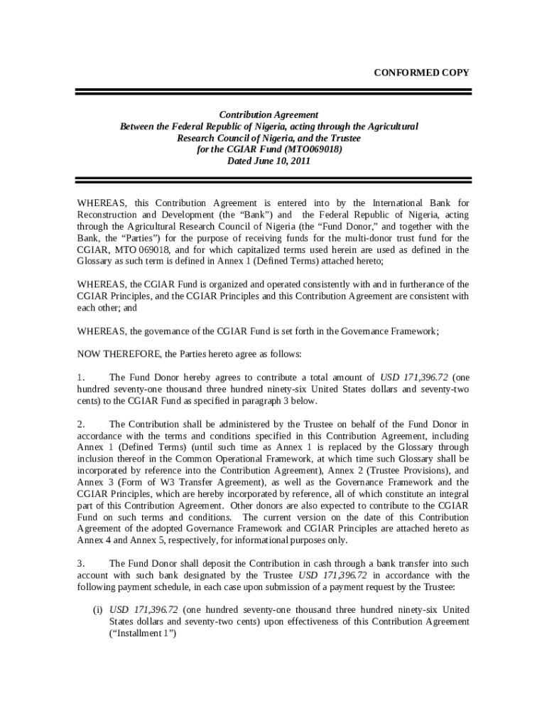 Agreement establishing the CGIAR System Organization as ... Doc ...