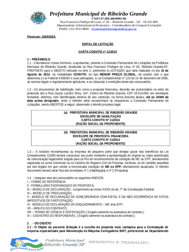 ENVELOPE DE PROPOSTA FINANCEIRA Doc Template | pdfFiller