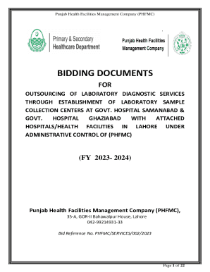 Fillable Online Punjab Health Facilities Management Company - PHFMC Fax ...