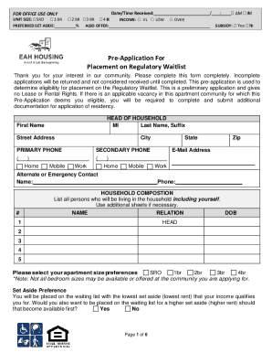 Fillable Online Pre-Application Waiting List Placement Fax Email Print - pdfFiller