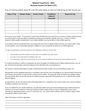 Fillable Online 2022 Medical Travel Form Fax Email Print - pdfFiller