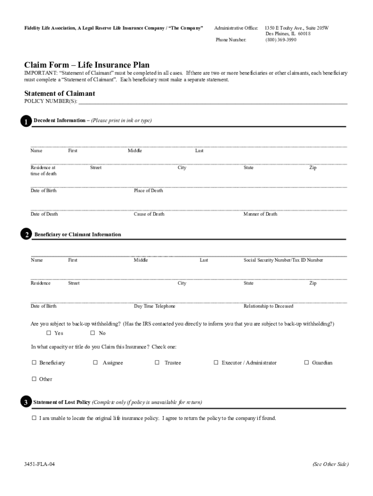 Fillable Online IMPORTANT: Statement of Claimant must be completed in all cases Fax Email Print ...