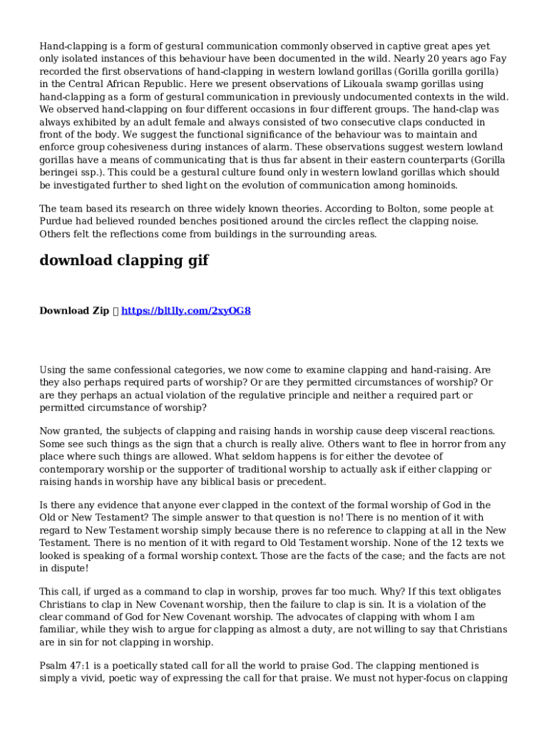 Fillable Online Hand-clapping as a communicative gesture by wild female ... Fax Email Print ...