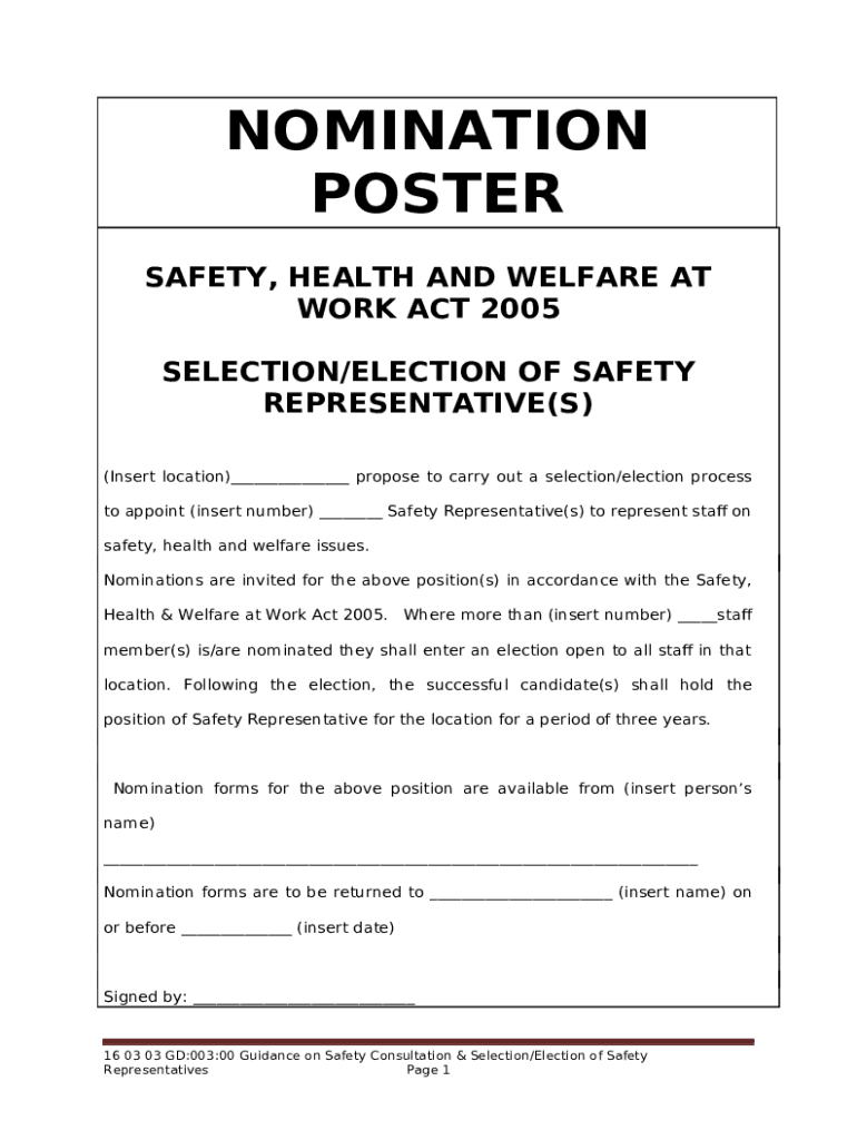 Supporting documentation for safety representative elections ...