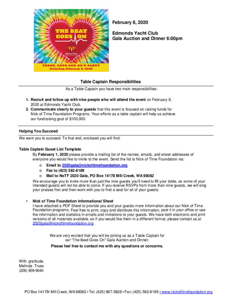 Fillable Online Table Captain Packet.doc Fax Email Print - pdfFiller