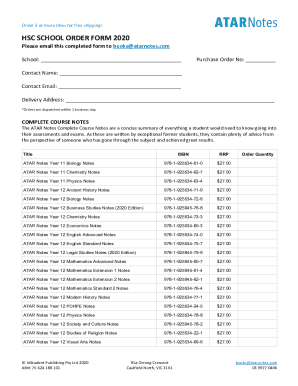 Fillable Online HSC School Order Form 2020 (ATAR Notes).docx Fax Email ...