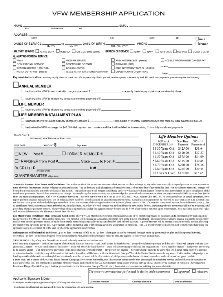Fillable Online Join - VFW Fax Email Print - pdfFiller