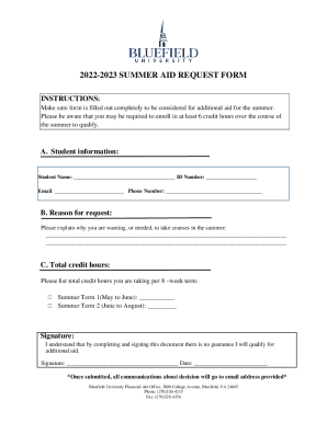Fillable Online 2022-2023 SUMMER AID REQUEST FORM Fax Email Print ...