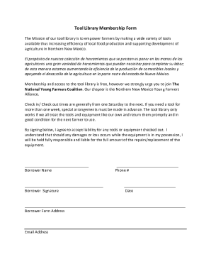 Fillable Online Tool Library Membership Form Fax Email Print - pdfFiller