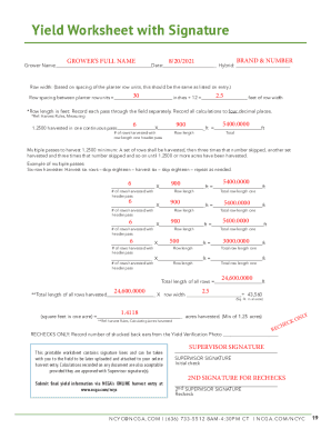 Fillable Online Yield Worksheet with Signature Fax Email Print - pdfFiller