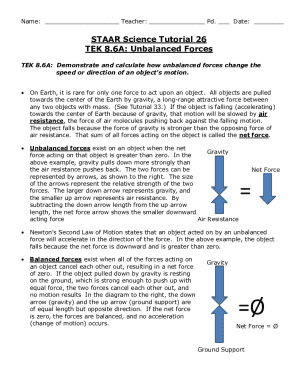 Fillable Online STAAR Science Tutorial 20 TEK 8.6A: Unbalanced Forces Fax Email Print - pdfFiller