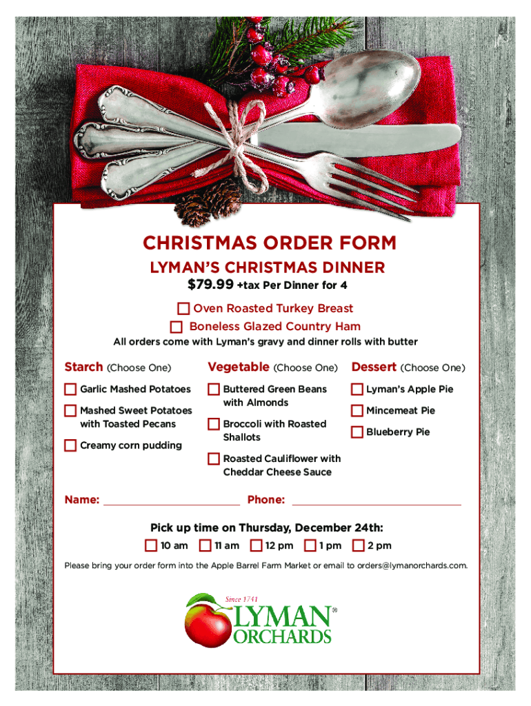 Fillable Online Holiday Meals - The Honey Baked Ham Company Fax Email ...