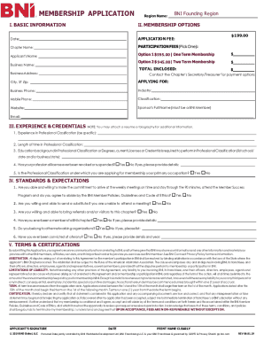Fillable Online BNI Founding Region Fax Email Print - pdfFiller
