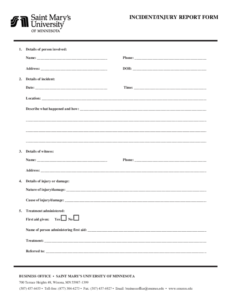 Fillable Online CUSTOMER INCIDENT REPORTING FORM 1. ... Fax Email Print ...