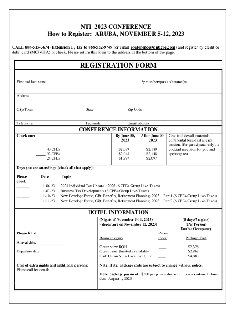 Fillable Online REGISTRATION FORM - NTI Fax Email Print - pdfFiller