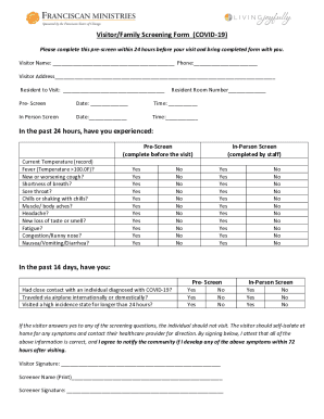 Fillable Online Visitor / Family Screening Form (COVID-19) Fax Email ...