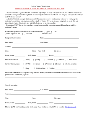 Fillable Online Nominate for QOV Touched by War Form Hosting Page Fax ...