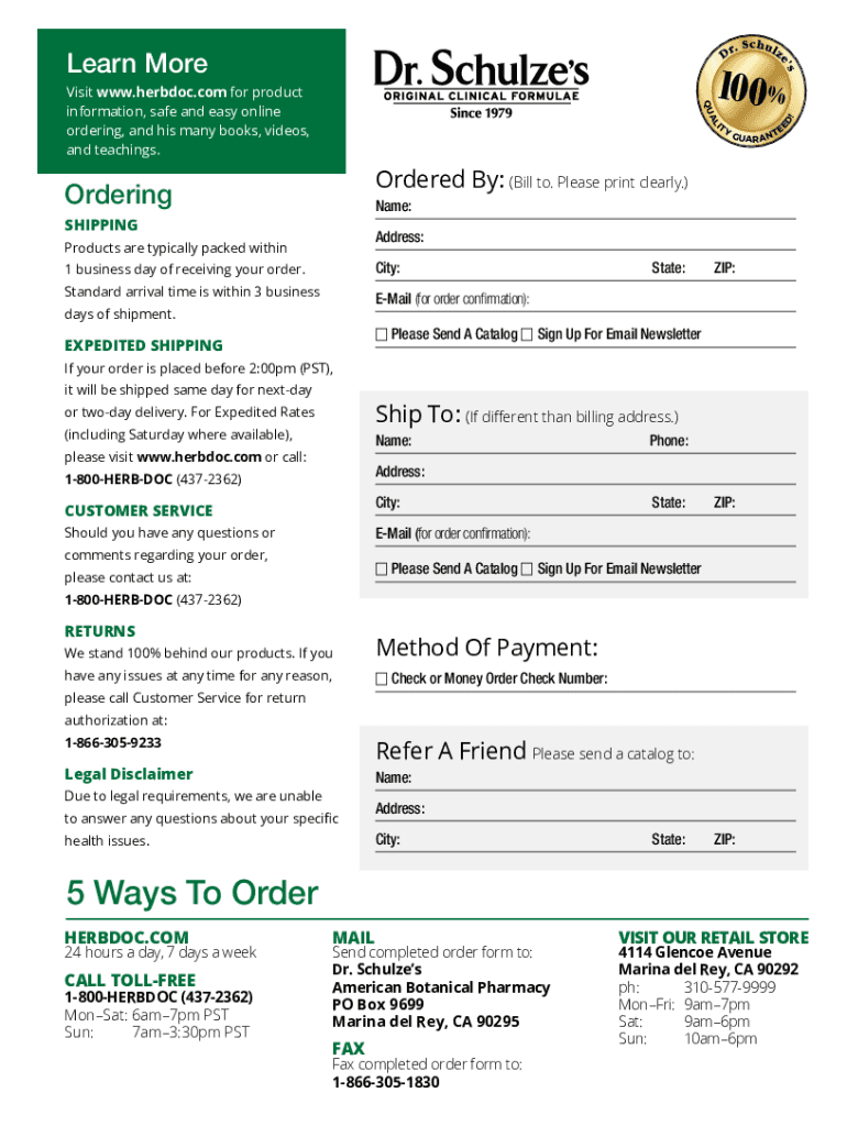 Fillable Online Intestinal Formula #1 - Dr. Schulze Bowel Detox ...
