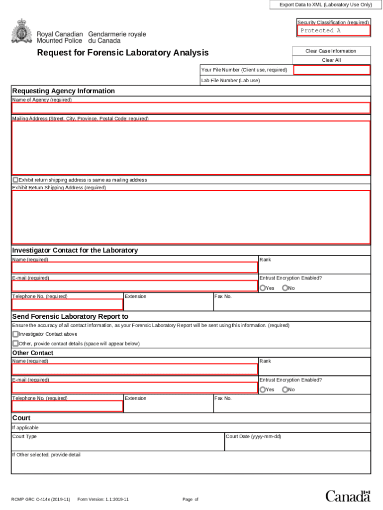 Fillable Online RCMP GRC C-414e. Request for Forensic Laboratory ...