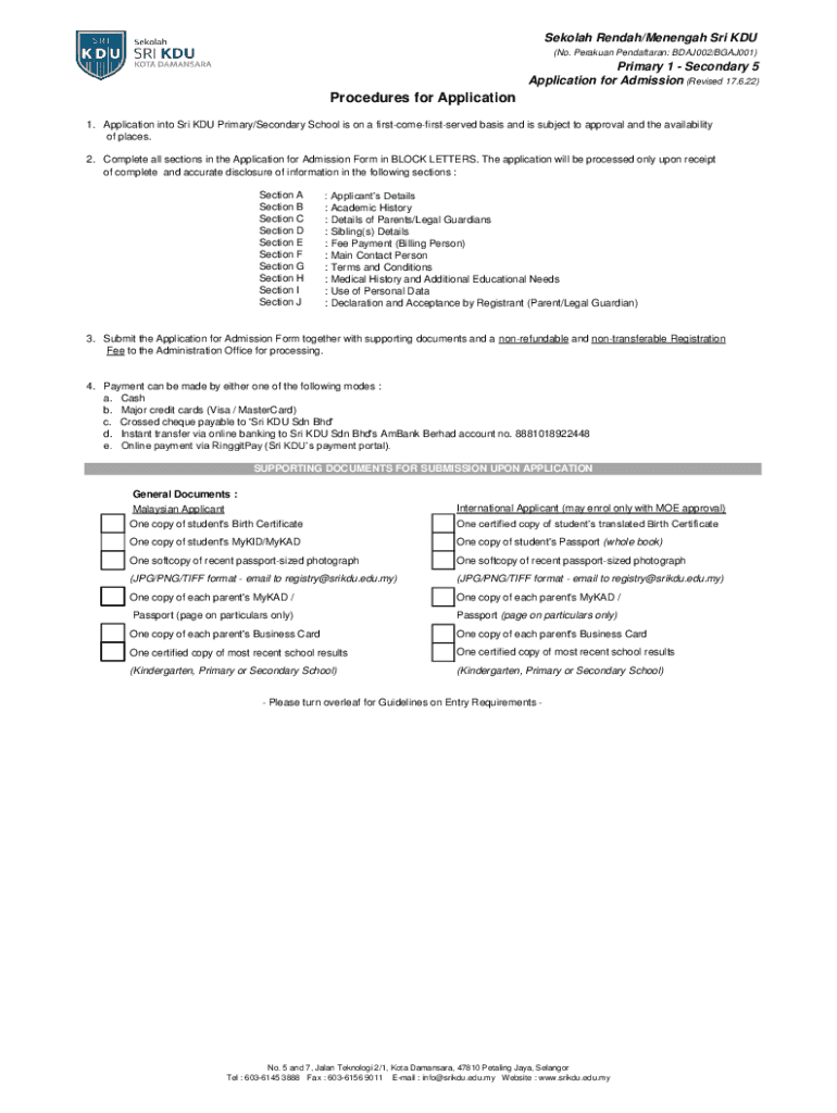 Fillable Online Sekolah Rendah/Menengah Sri KDU Fax Email Print - pdfFiller