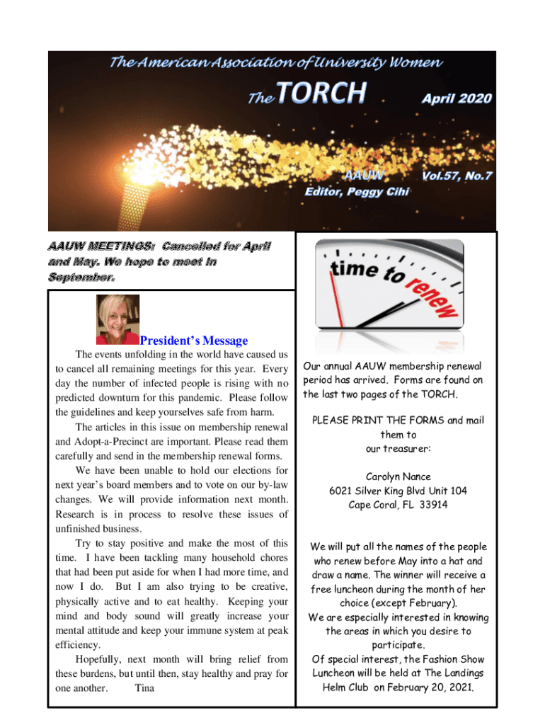 Fillable Online fmlc-fl aauw President's Message - AAUW Fort Myers/Lee ...