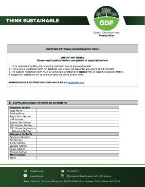Fillable Online Registration form to register as a supplier on the ...