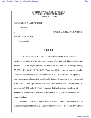 Fillable Online ORDER denying 1 application for the writ of habeas ...