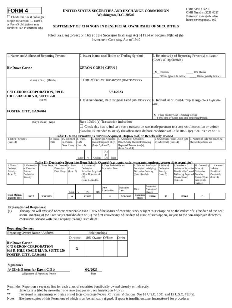 GERON CORP (: 4, Received: 06/02/2023 20:54:30) Doc Template | pdfFiller