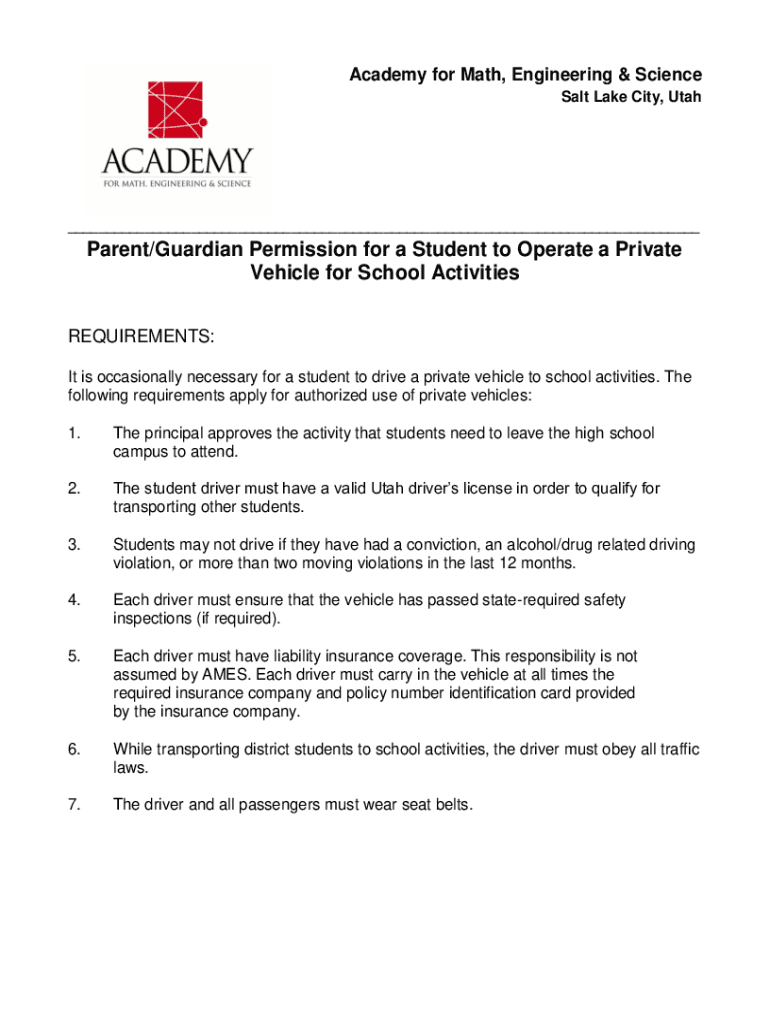 Fillable Online Academy for Math, Engineering & ScienceSalt Lake City ...