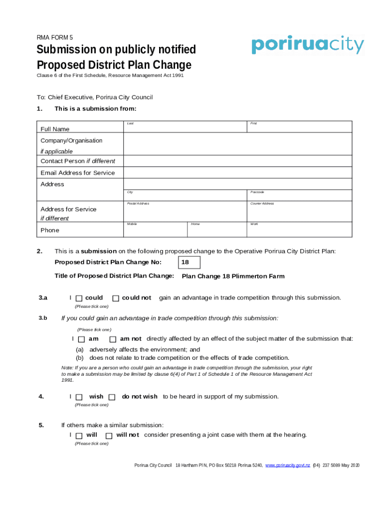 How to make a resource consent submission - Porirua City Doc Template | pdfFiller