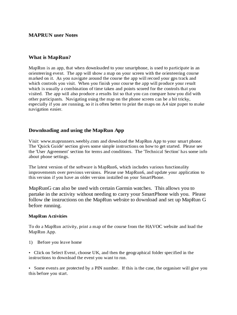 Downloading and using the MapRun App Doc Template | pdfFiller