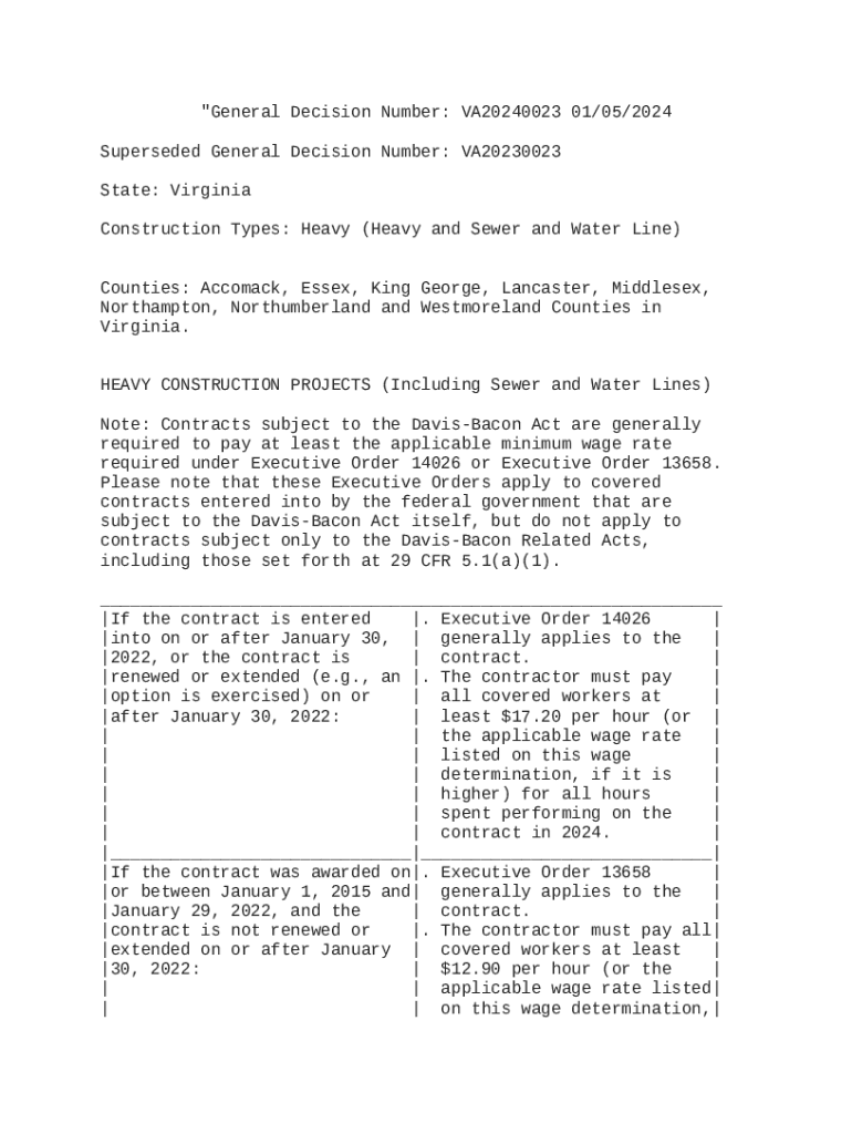 Superseded General Decision Number: VA20230023 Doc Template | pdfFiller