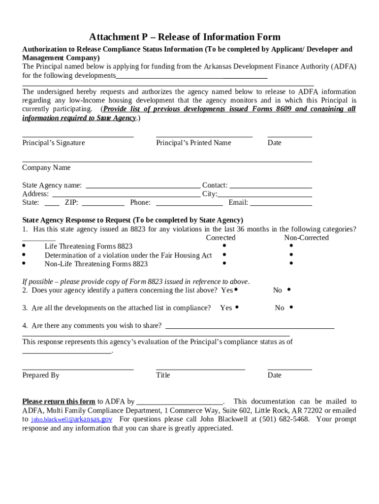 Attachment P - Release of Ination Doc Template | pdfFiller