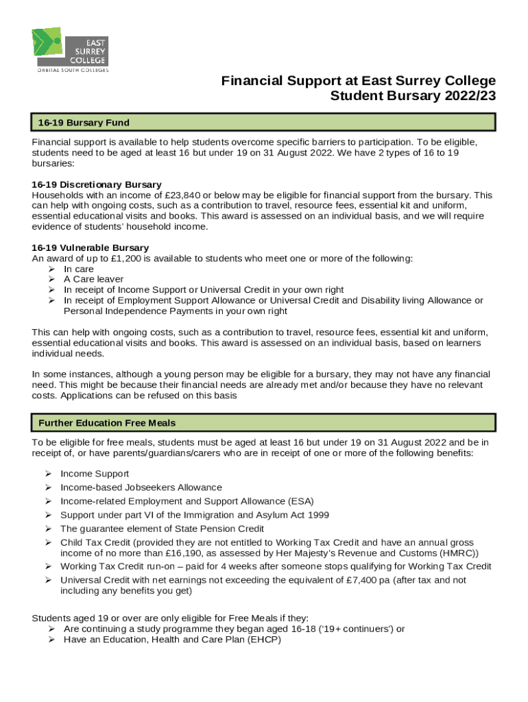 16-19 BURSARY Application For Financial Support ... Doc Template ...