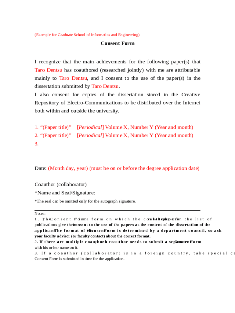 Graduate Consent Doc Template | pdfFiller