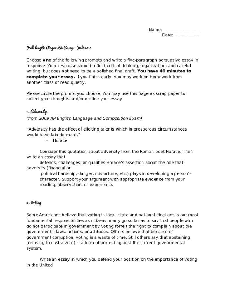 Eric SprengTeaching Portfolio :: AP Writing Diagnostic Doc Template ...