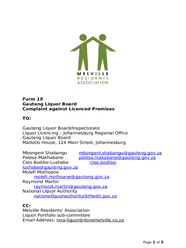 Gauteng Liquor Board Complaints - Fill Online, Printable ... Doc ...