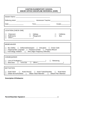 Monroeville Elementary DIscipline Referral Student ... Doc Template ...
