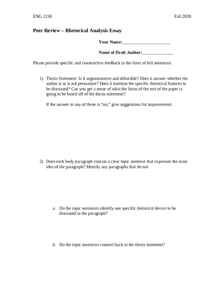 ENG105 T2 Rhetorical Analysis Peer Review Worksheet Doc Template ...