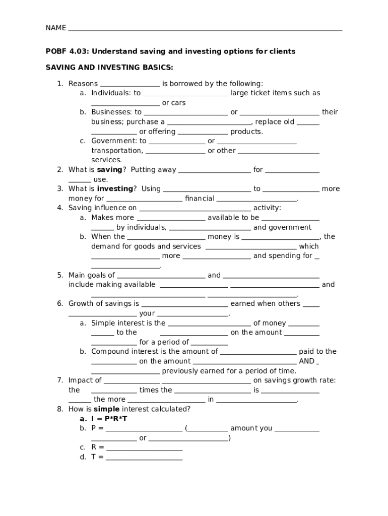 Saving vs. Investing: Which to Use, When, and How Much Doc Template ...